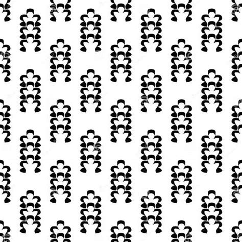 Seamless Curvy Same Three Elements One Row Repeated Design On White