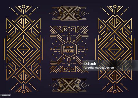 최신 유행 빈티지와 모노 라인 스타일 텍스트추상적인 황금과 기하학적 구조 포장 서식 파일 위한 공간 벡터 모노 그램 디자인 요소입니다 커버 카드 포스터 광고에 사용 합니다