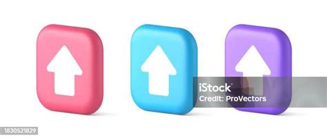 Arrow Up Button Directional Pointer Cyberspace Cursor 3d Realistic Speech Bubble Icon Stock