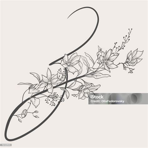 벡터 손 대문자 Z 꽃 그린 모노 그램 및 로고 꽃 식물에 대한 스톡 벡터 아트 및 기타 이미지 꽃 식물 로고 꽃무늬 Istock