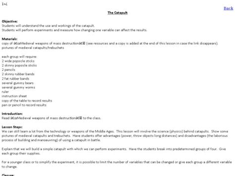 The Catapult Lesson Plan For 11th 12th Grade Lesson Planet