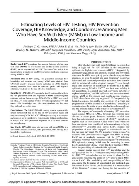 Pdf Estimating Levels Of Hiv Testing Hiv Prevention Coverage Hiv Knowledge And Condom Use