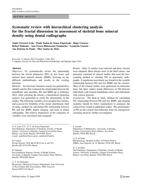 Pdf Systematic Review With Hierarchical Clustering Analysis For The Fractal Dimension In