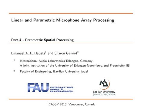 Pdf Linear And Parametric Microphone Array Processing Part 4