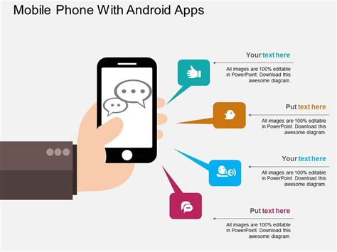 Mobile Phone With Android Apps Flat Powerpoint Design PPT Images Gallery PowerPoint Slide