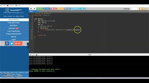 C Language Array Of Pointers Youtube