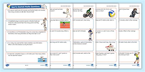 Sports Themed Mixed Maths Questions In Preparation For The Summer
