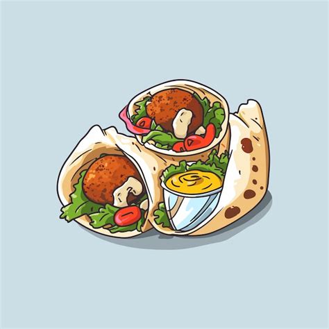 Premium Vector Falafel Wrap Vector Illustration Clean Line And Cool