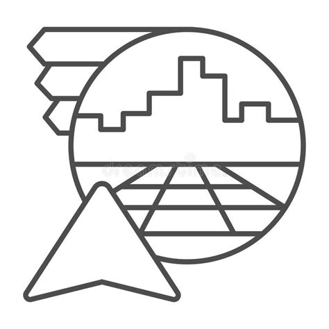 City And Bookmarks With Navigation Cursor Thin Line Icon Neural Dataset Concept Vector