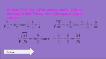 Interactive Presentation For Distance Learning Square Roots TPT