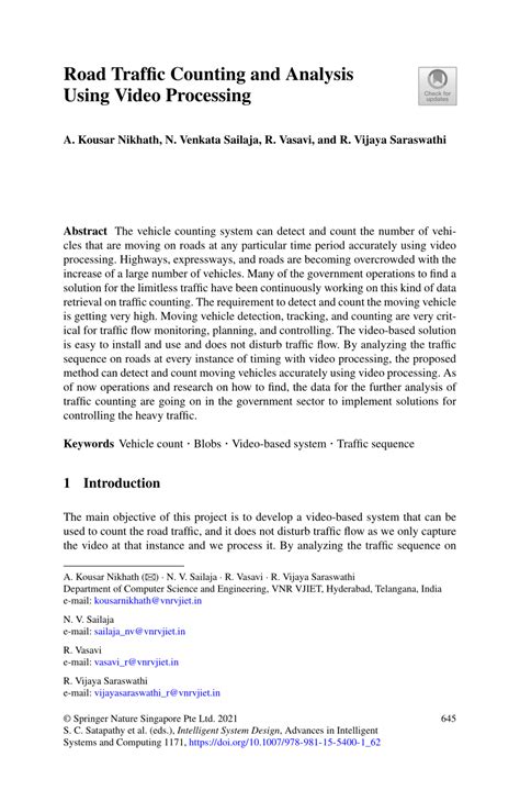 Pdf Road Traffic Counting And Analysis Using Video Processing