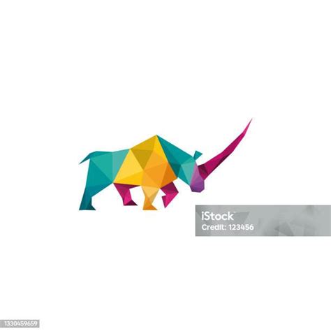 크리에이티브 추상 컬러풀 코뿔소 로고 디자인 일러스트레이션 0명에 대한 스톡 벡터 아트 및 기타 이미지 0명 개념 개념과 주제 Istock