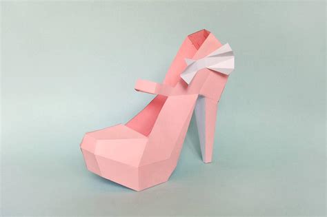 Diy Paper Model High Heel Shoe 3d Papercraft Instant Etsy Canada