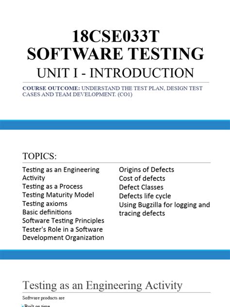 Unit I Introduction Pdf Software Testing Software Bug