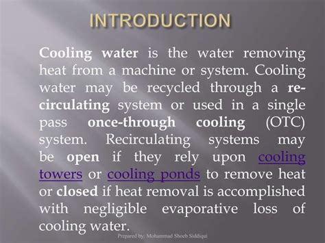 Cooling Water Cw System Ppsx Lung And Respiratory Health