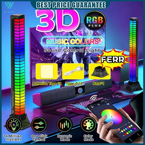 RBTECH RGB Lampu Musik LED Music Rhythm Light Bar Pickup Sound Control Voice Activated Ambient