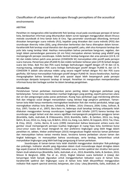 Classification Of Urban Park Soundscapes Through Perceptions Of The