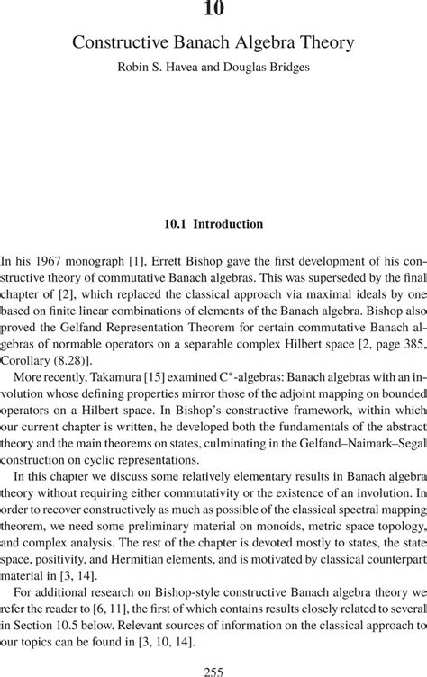 Constructive Banach Algebra Theory Chapter 10 Handbook Of Constructive Mathematics