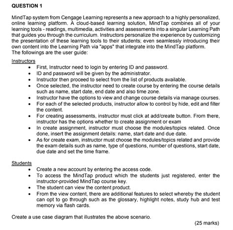 Solved Question 1 Mindtap System From Cengage Learning