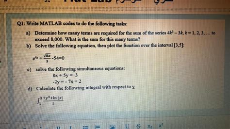 Solved Q1 Write Matlab Codes To Do The Following Tasks A