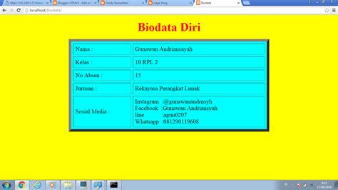 Html5 Tutorial Membuat Tabel Biodata Menggunakan Php Dengan Cara