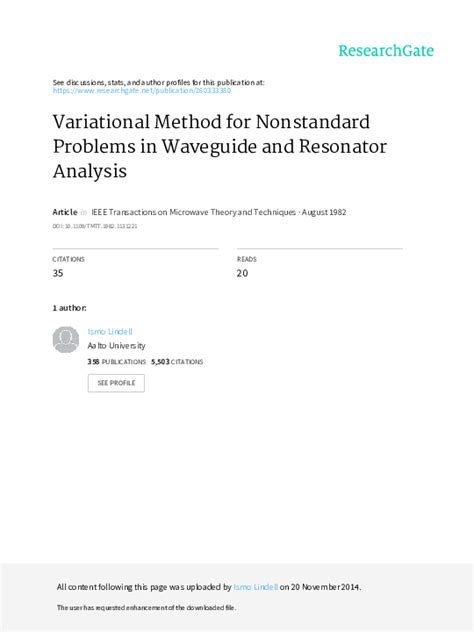 Pdf Variational Methods For Nonstandard Eigenvalue Problems In Waveguide And Resonator Analysis