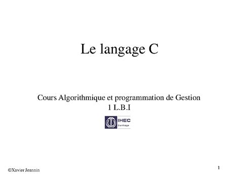 Support Cours C Dffgg Le Langage C Cours Algorithmique Et Programmation De Gestion 1 Lb