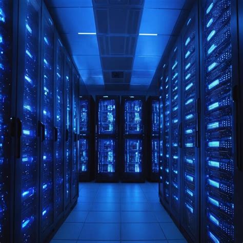 Premium Photo Blue Server Room Data Center Technology Background