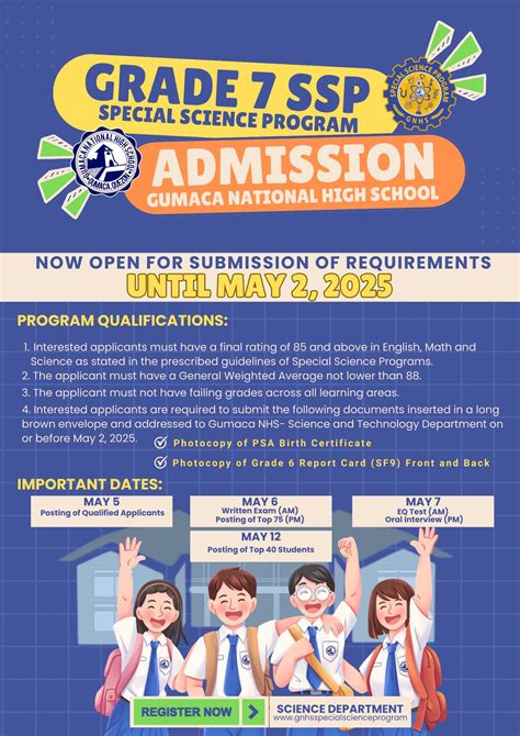 Gnhs Special Science Program Admissions For The Gnhs Special Science Program Are Now Open For