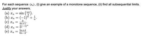 solved a xn for each sequence xn i give an example of a