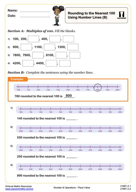 Rounding Numbers To The Nearest 100 Using Number Lines B Pdf
