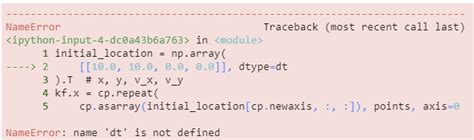 Qst Kalmanfilter Example Nameerror Name Dt Is Not Defined · Issue 350 · Rapidsaicusignal