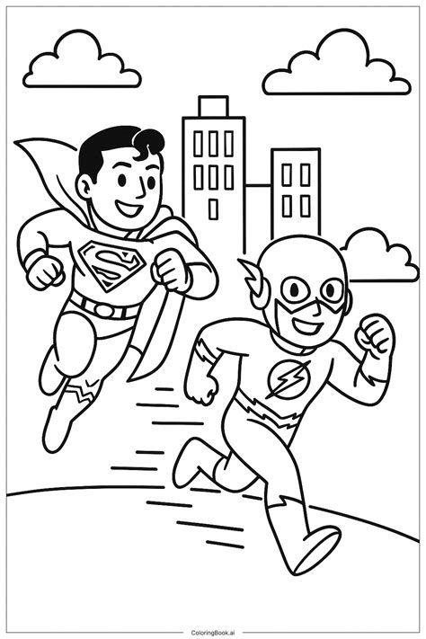 Página Para Colorear Superman Compitiendo Con Flash Descarga Gratuita En Pdf And Png
