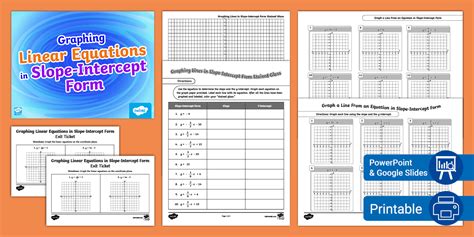 Graphing Linear Equations In Slope Intercept Form Pack