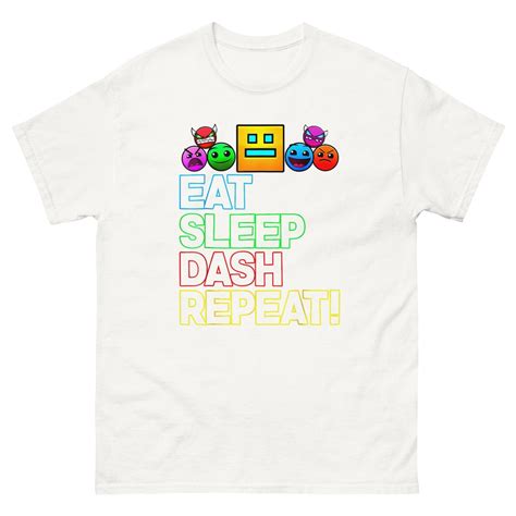 Geometry Dash T Shirt Eat Sleep Dash Repeat Tee Gaming Fan T Etsy
