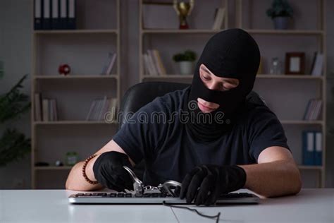The Hacker Hacking Computer Late At Night Stock Image Image Of Hood