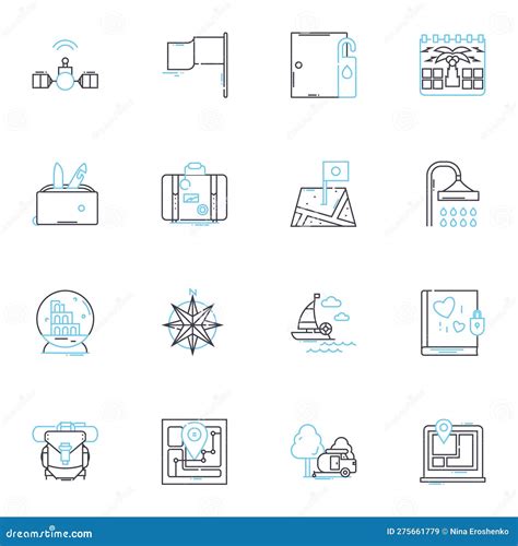 Location Markers Linear Icons Set Geolocation Gps Coordinates Map Pin Tag Navigation Line