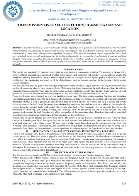 pdf wavelet transform for line fault management