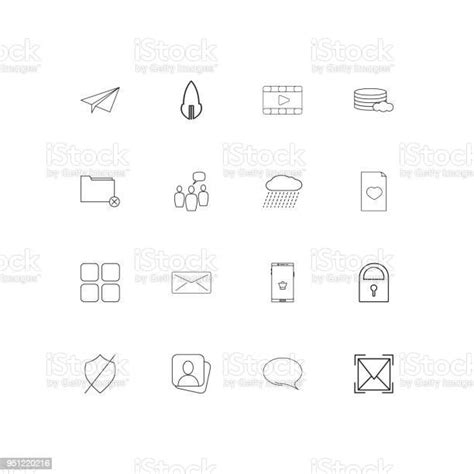 웹 및 텍스트 간단한 선형 아이콘 설정합니다 개요 벡터 아이콘 0명에 대한 스톡 벡터 아트 및 기타 이미지 0명 디자인 로켓 Istock