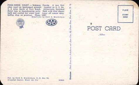 Pinewood Court Wabasso Fl Postcard