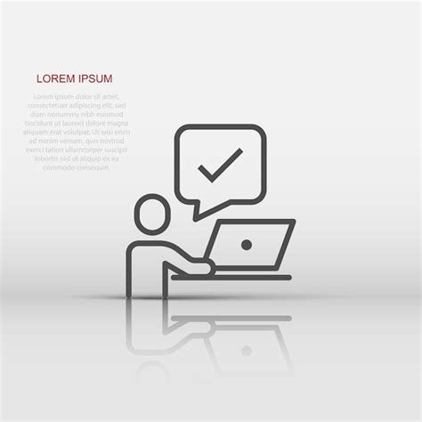 Premium Vector People With Laptop Computer Icon In Flat Style Pc User Check Mark Vector