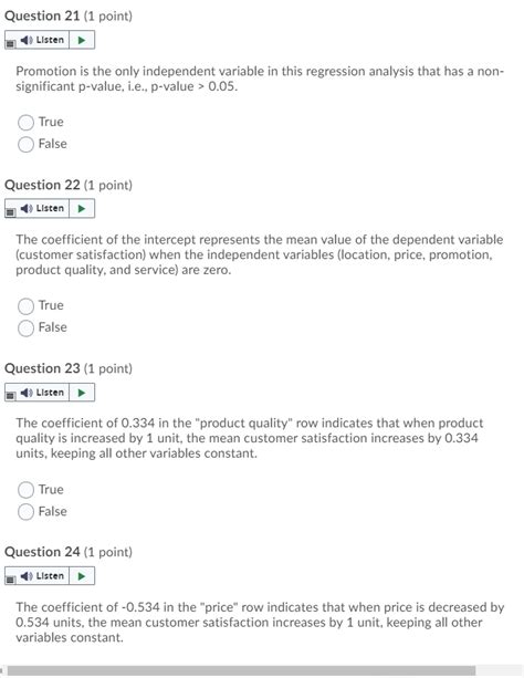 Solved Coefficients Standard Error T Stat P Value LOV Chegg