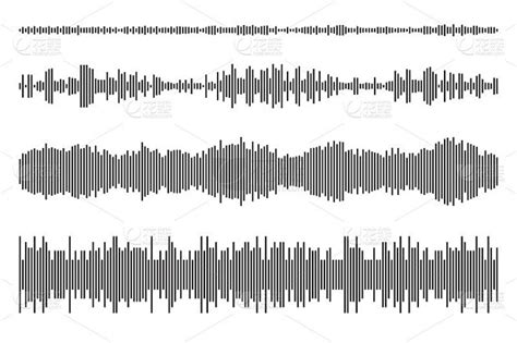 声音图标，音频波符号集，声波剪影