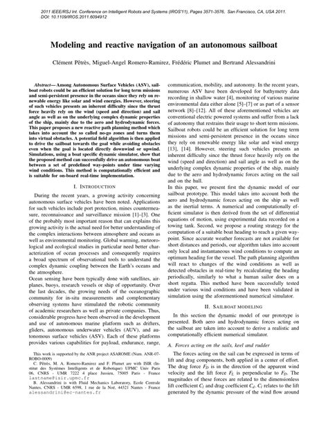 pdf modeling and reactive navigation of an autonomous sailboat