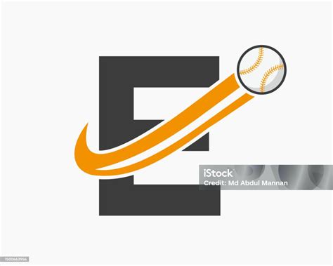 초기 편지 E 야구 로고 개념 움직이는 야구 아이콘 벡터 템플릿 Championship에 대한 스톡 벡터 아트 및 기타 이미지 Championship