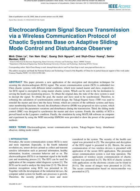 Pdf Electrocardiogram Signal Secure Transmission Via A Wireless Communication Protocol Of
