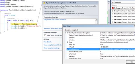 C Better TypeInitializationException InnerException Is Also Null Stack Overflow
