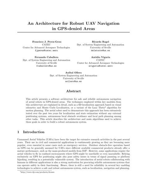 Pdf An Architecture For Robust Uav Navigation In Gps Denied Areas