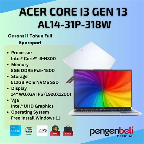 Jual Mari Beli Laptop Murah Acer Slim Core I Gen Intel Uhd Graphics Display Wuxga Ips