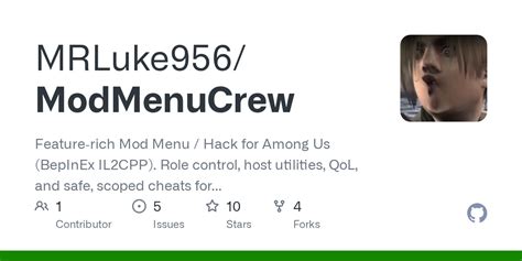 Github Mrluke956modmenucrew Feature‑rich Mod Menu Hack For Among Us Bepinex Il2cpp Role